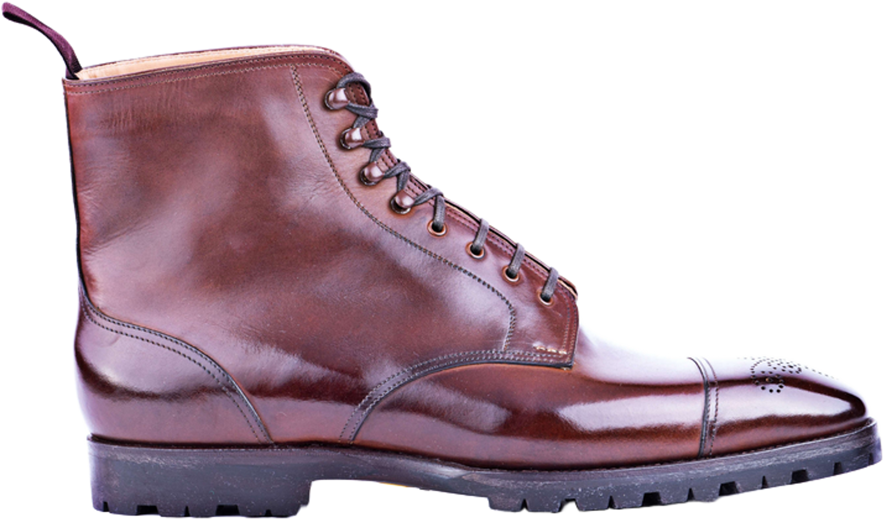 Saint Crispins Derby ankle boots with straight toe cap and medallion ...